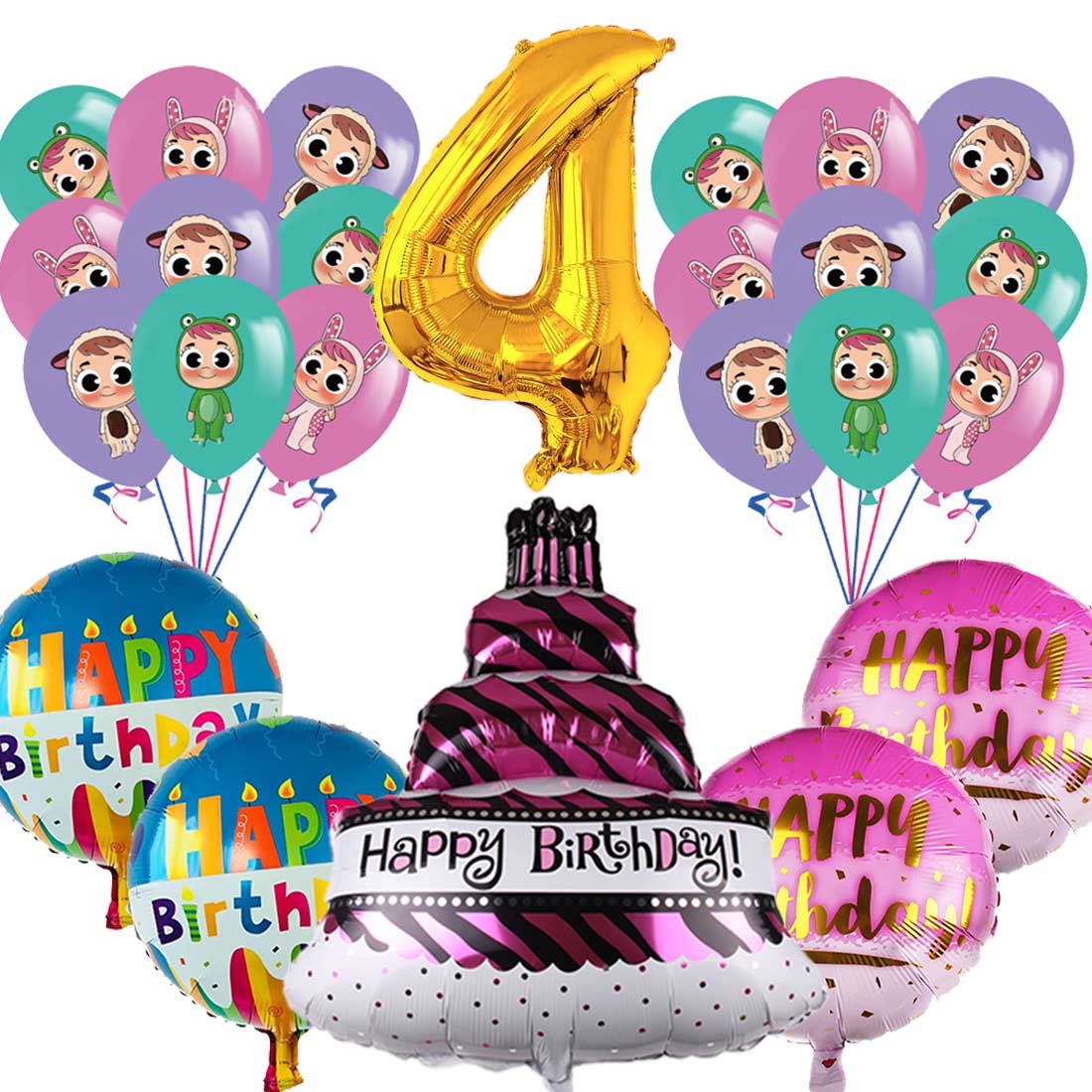 Cry Babies Baby Balloons Party Supplies 4th Big Number Decorations ...