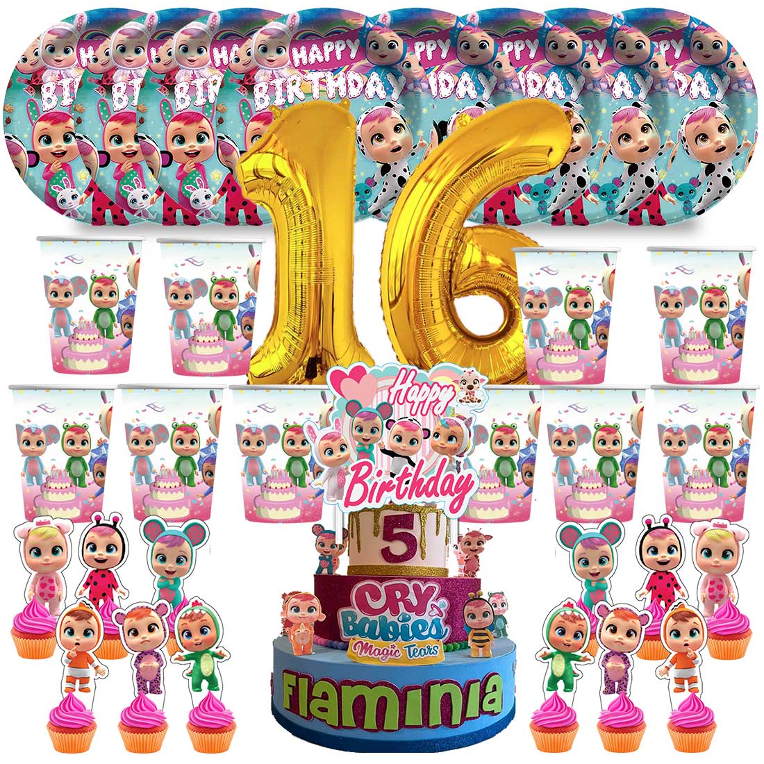 Cry Babies Baby Birthday 16th Cups Party Supplies Plates Fans ...