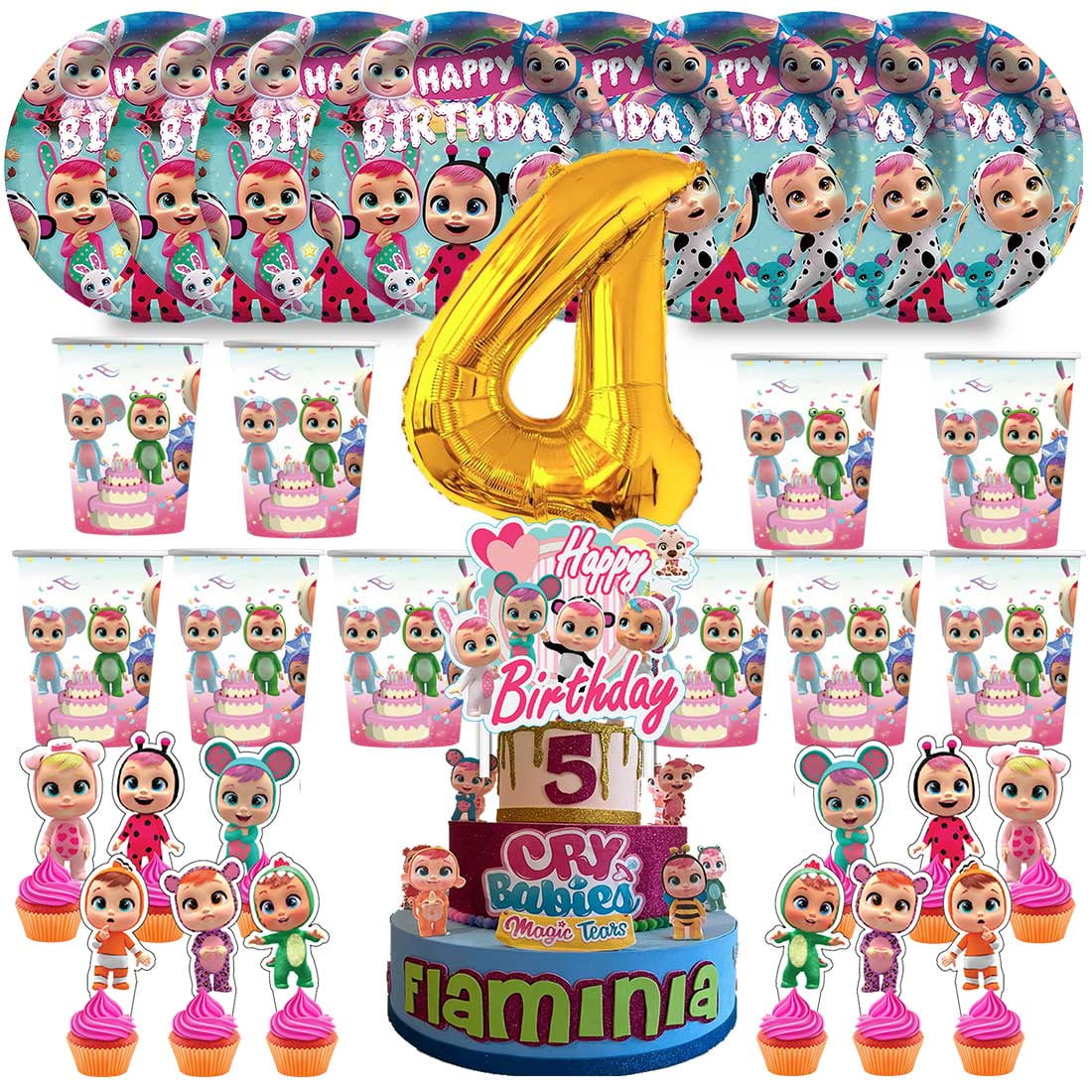 Cry Babies Baby Birthday 4th Cups Party Supplies Plates Fans ...