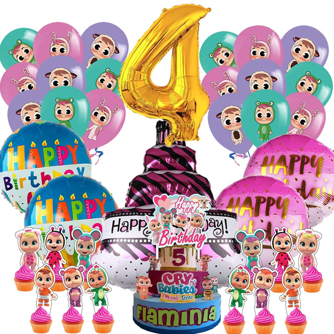 Cry Babies Baby Party Supplies 4th Decor Kit Balloons Birthday Cake ...