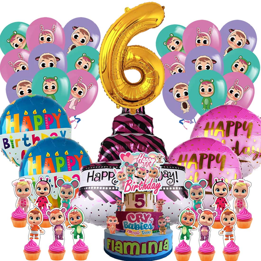 Cry Babies Baby Party Supplies 6th Decor Kit Balloons Birthday Cake ...