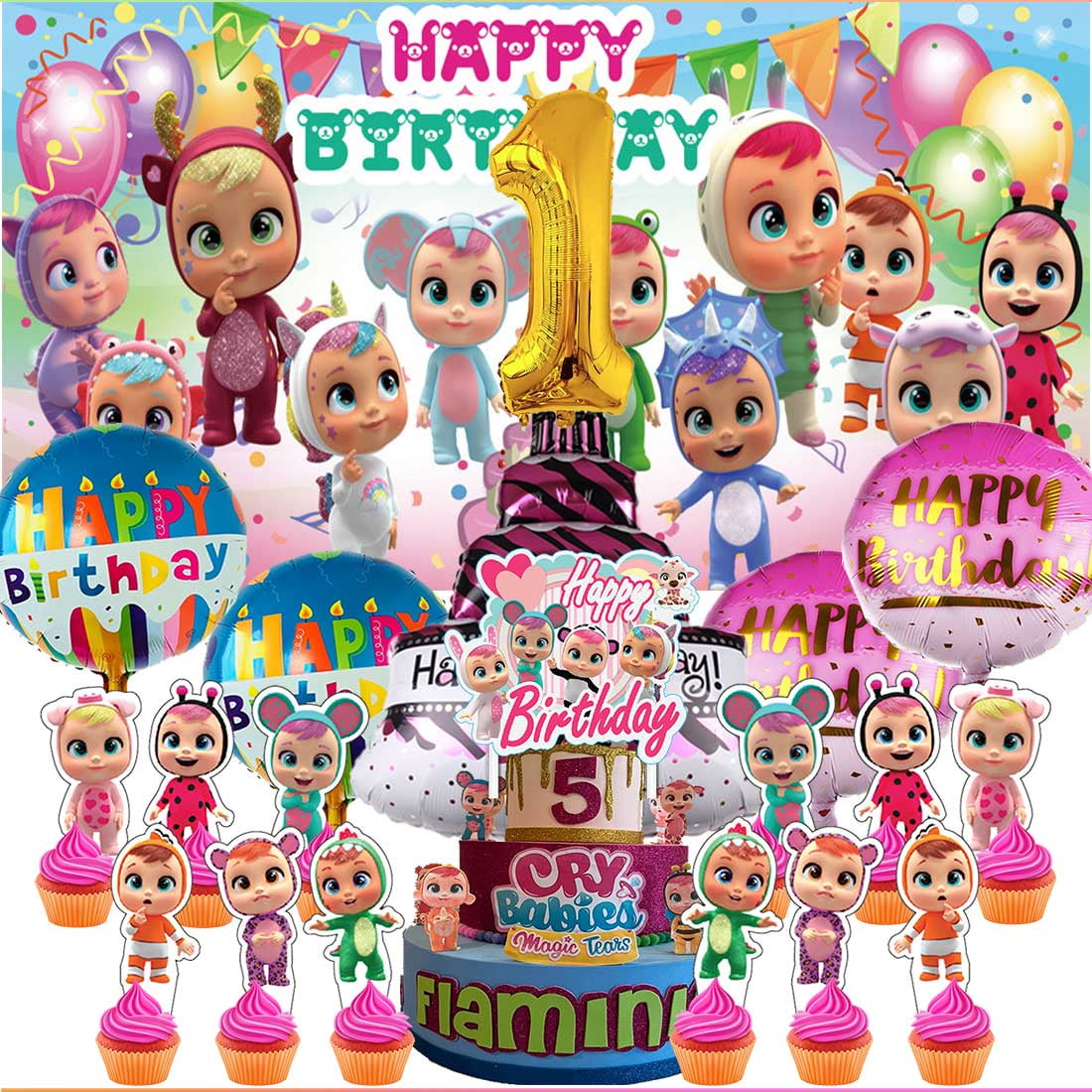 Cry Babies Baby Party Supplies Decor 1st Kit Balloons Birthday Cake ...