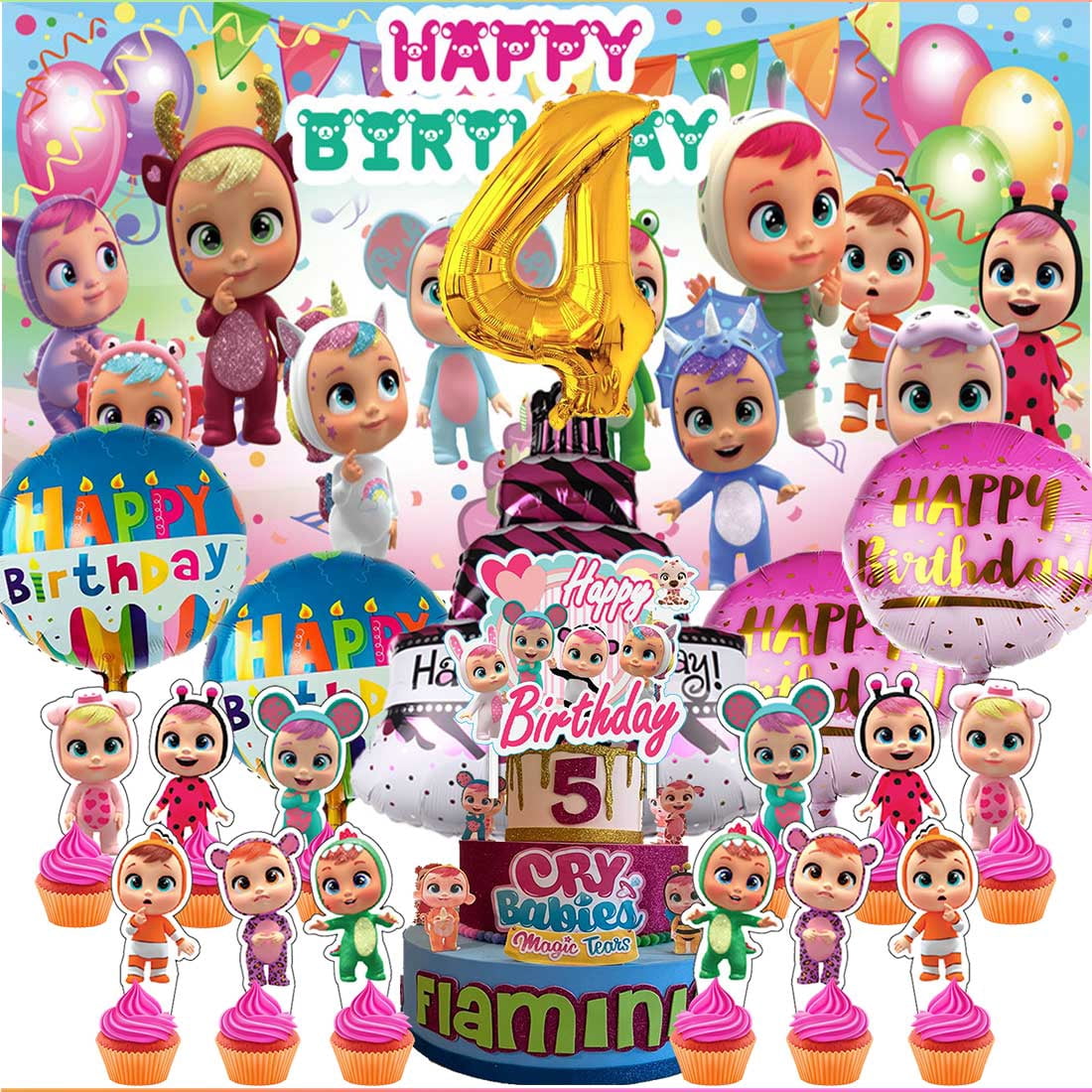Cry Babies Baby Party Supplies Decor 4th Kit Balloons Birthday Cake ...