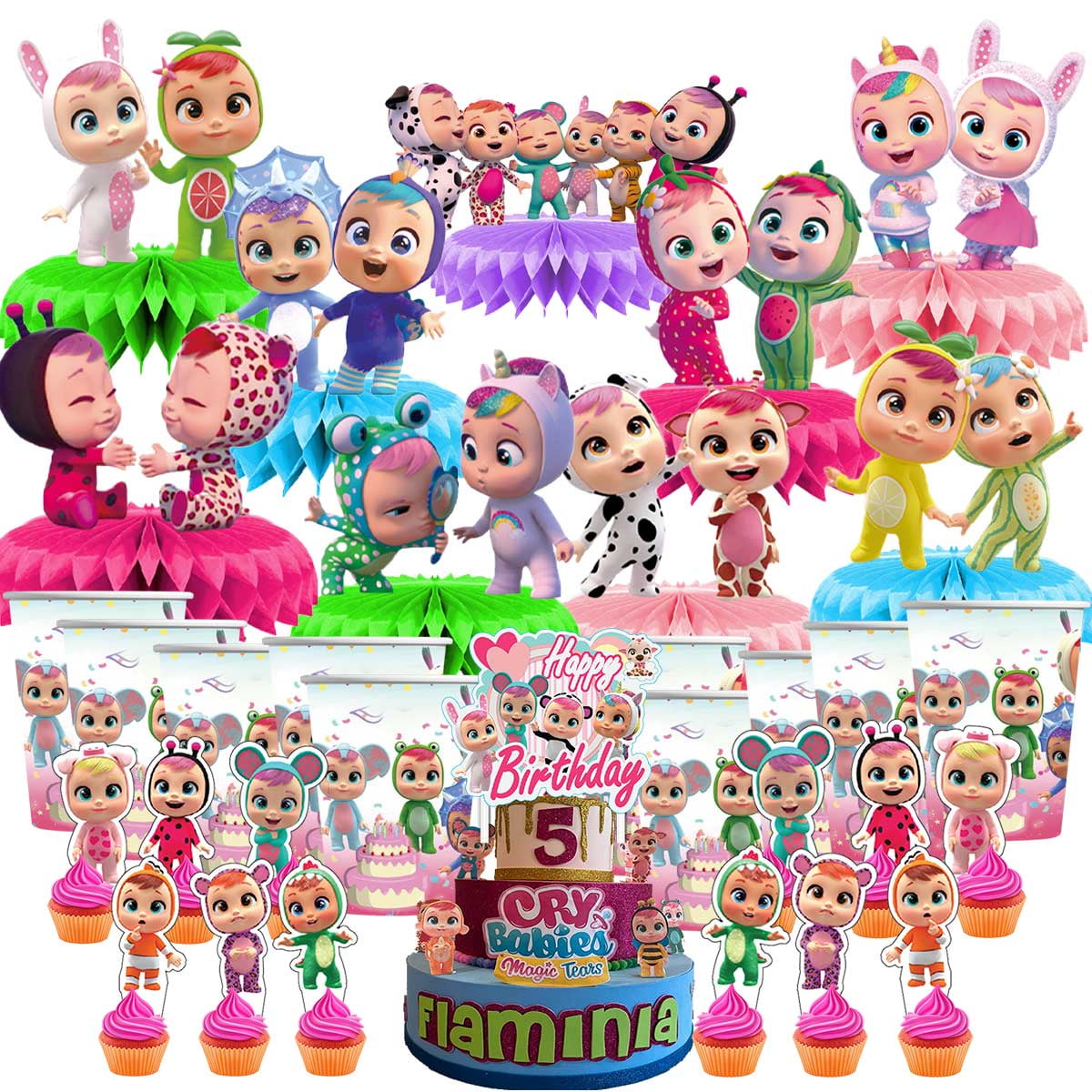 Cry Babies Baby Party Supplies Decor Cups Fans Decorations Honeycomb ...