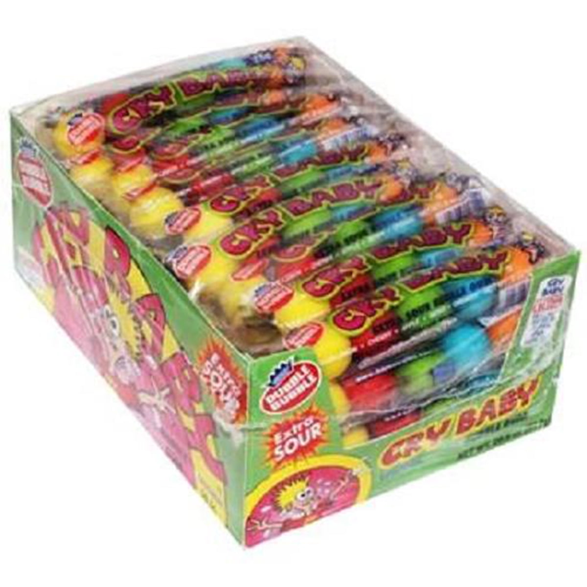 Cry Baby Extra Sour Bubble Gum, Count 36 - 25C, Variety of Flavors ...