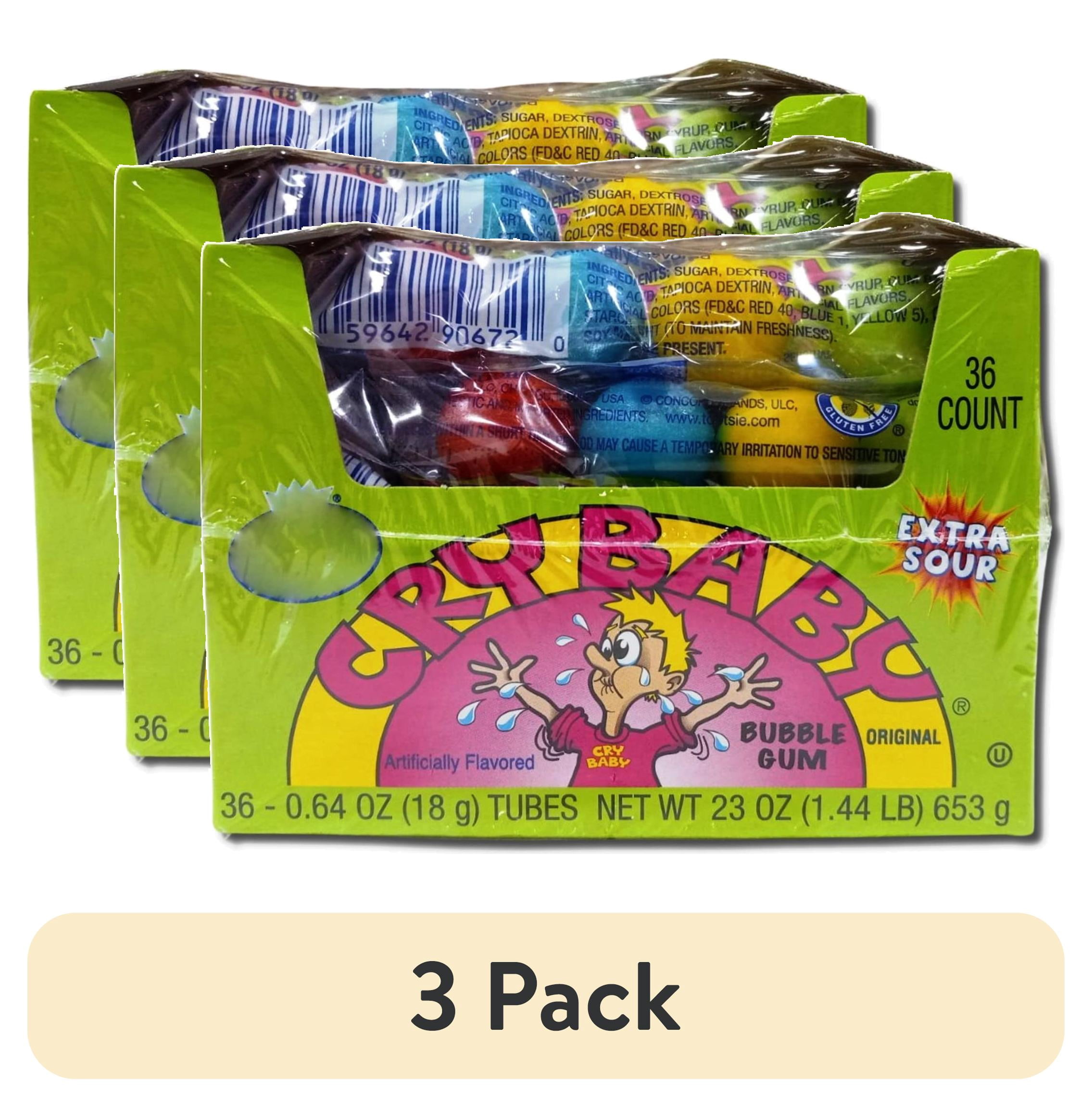 (3 pack) Cry Baby Extra Sour Bubble Gum Balls Value Pack | 36 Count Box ...