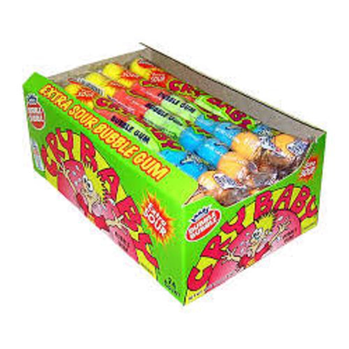 Cry Baby, Extra Sour Bubble Gum Tube, Count 24 (1.6 oz) - Sugar Candy ...