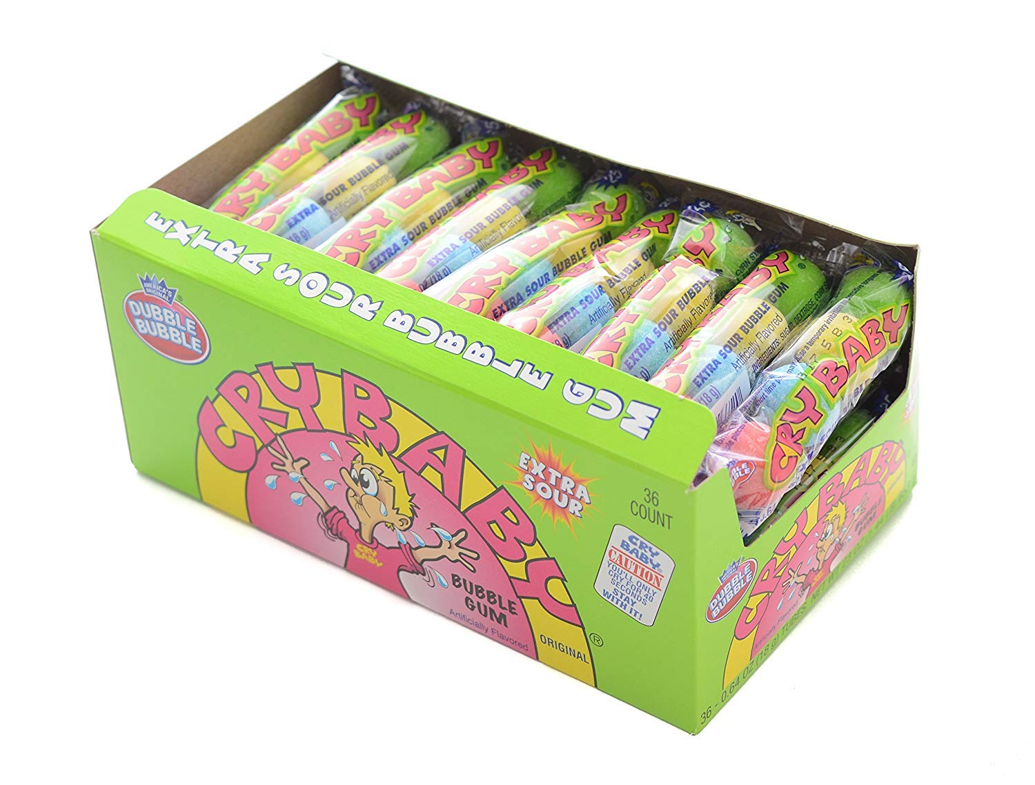 Dubble Bubble Cry Baby Extra Sour Flavor Candy, 36-4 Ball Tubes, 23 Oz ...