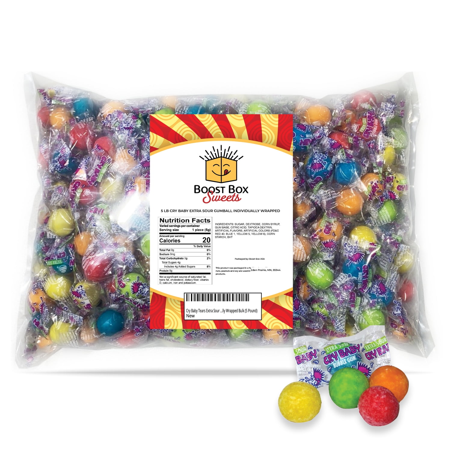 Cry Baby Tears Extra Sour One Inch Gumballs Candy Coated Gum ...