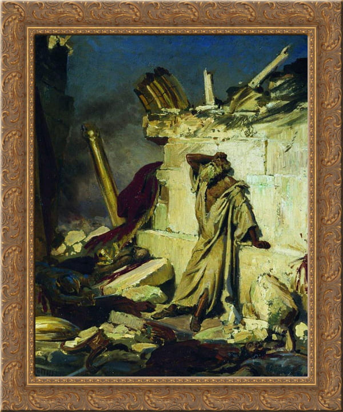 Cry of prophet Jeremiah on the Ruins of Jerusalem (on a Bible subject ...