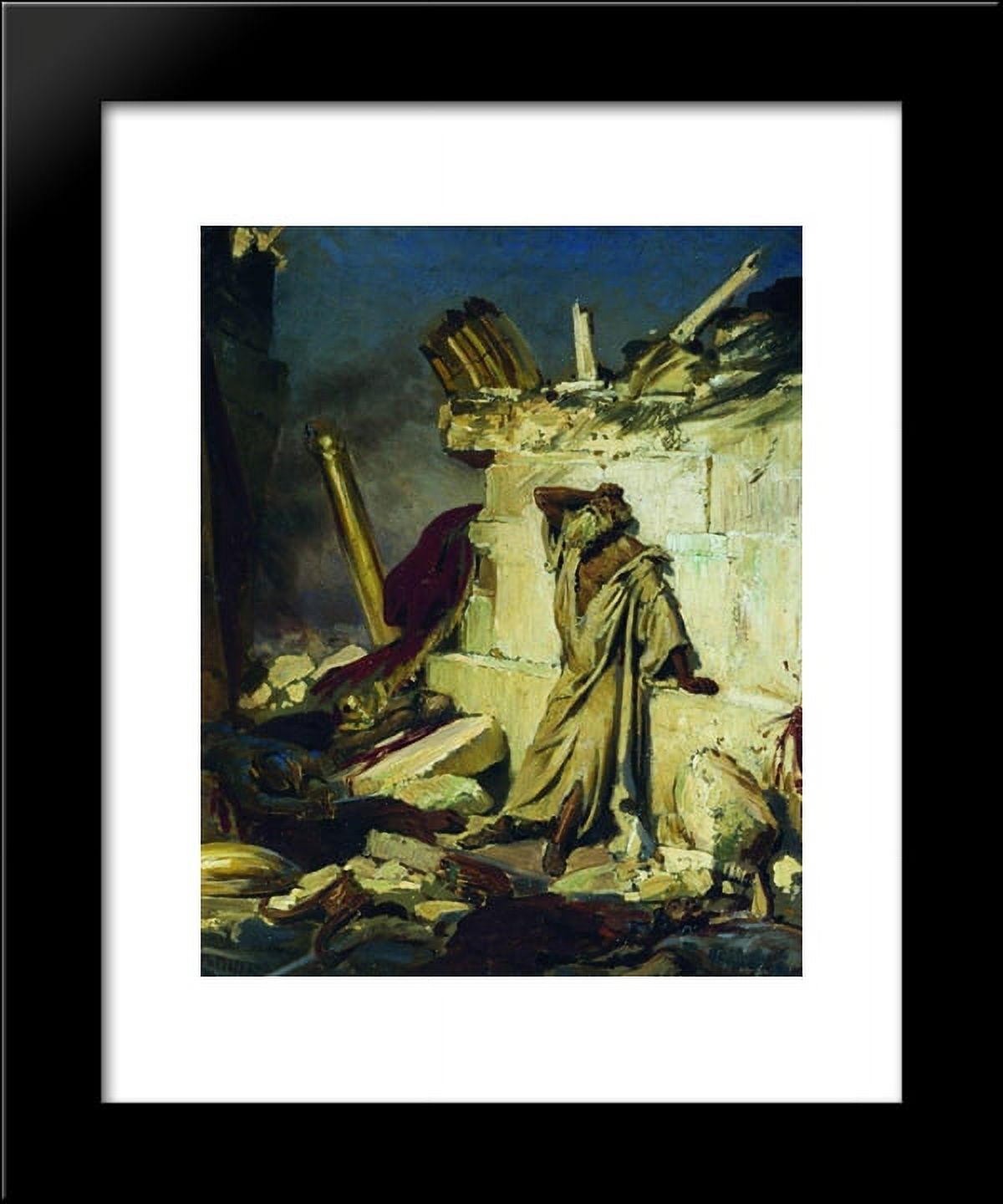 Cry of prophet Jeremiah on the Ruins of Jerusalem (on a Bible subject ...
