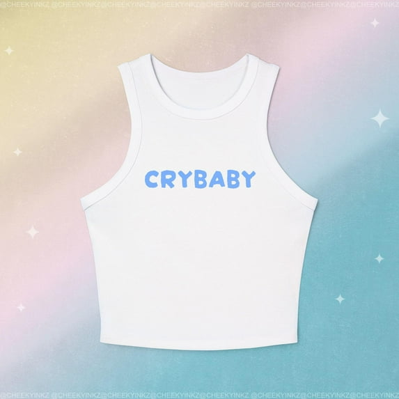 Crybaby Rib Racer Tank | SNUG FIT | Cute Y2K Graphic Crop Top | Meme ...