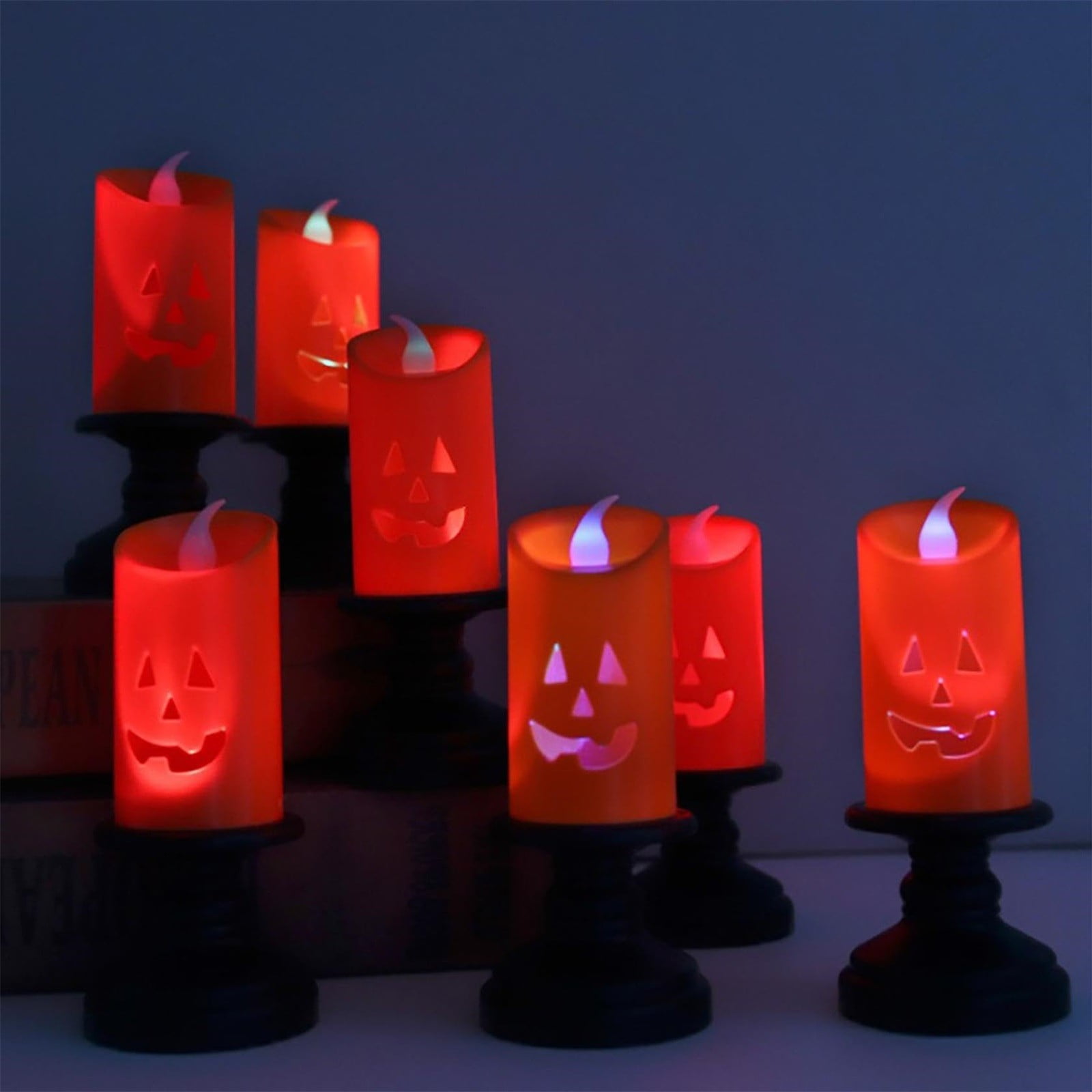 Crying Candle Holder Votive Wraps Pumpkin Candle Light Orange Flameless ...