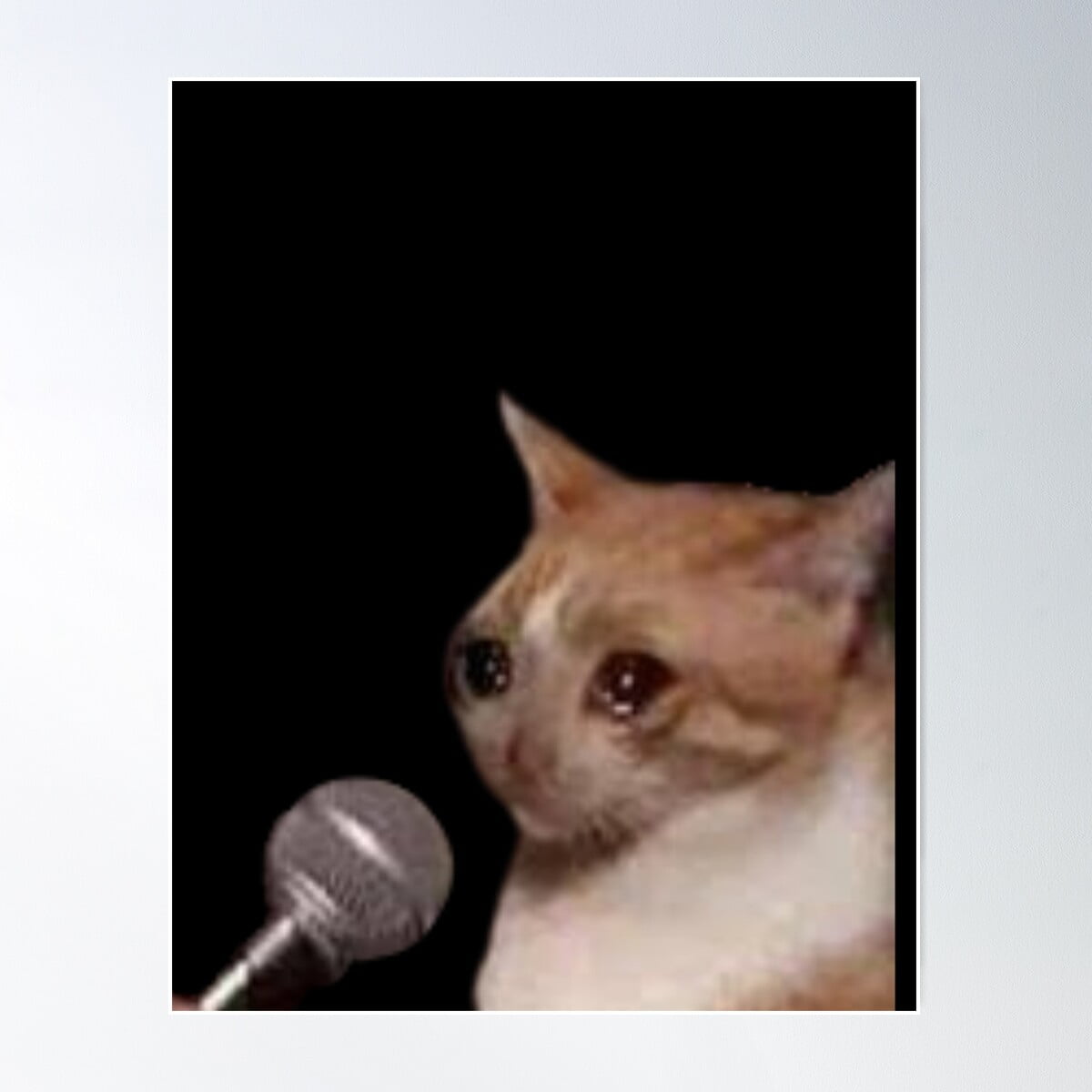 Crying Cat Microphone Meme (Black) - Crying Cat Meme Crying Cat ...