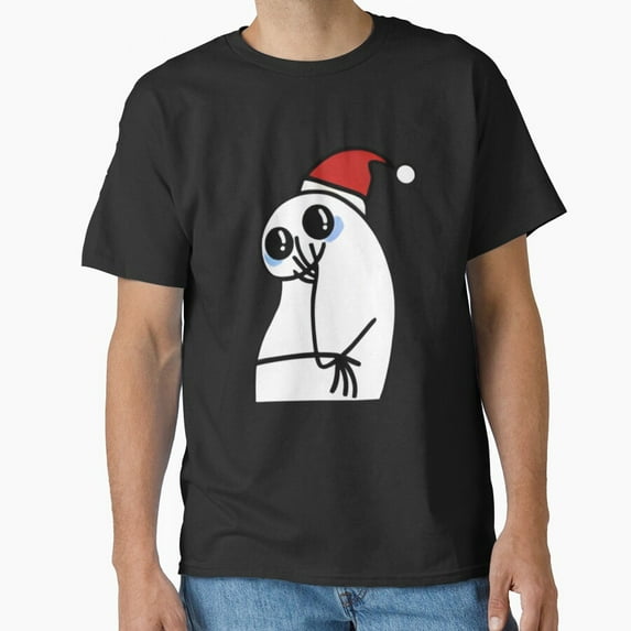 Crying Flork Meme St. Nick Hat Funny Christmas Sad Gift M2142 T-Shirt ...