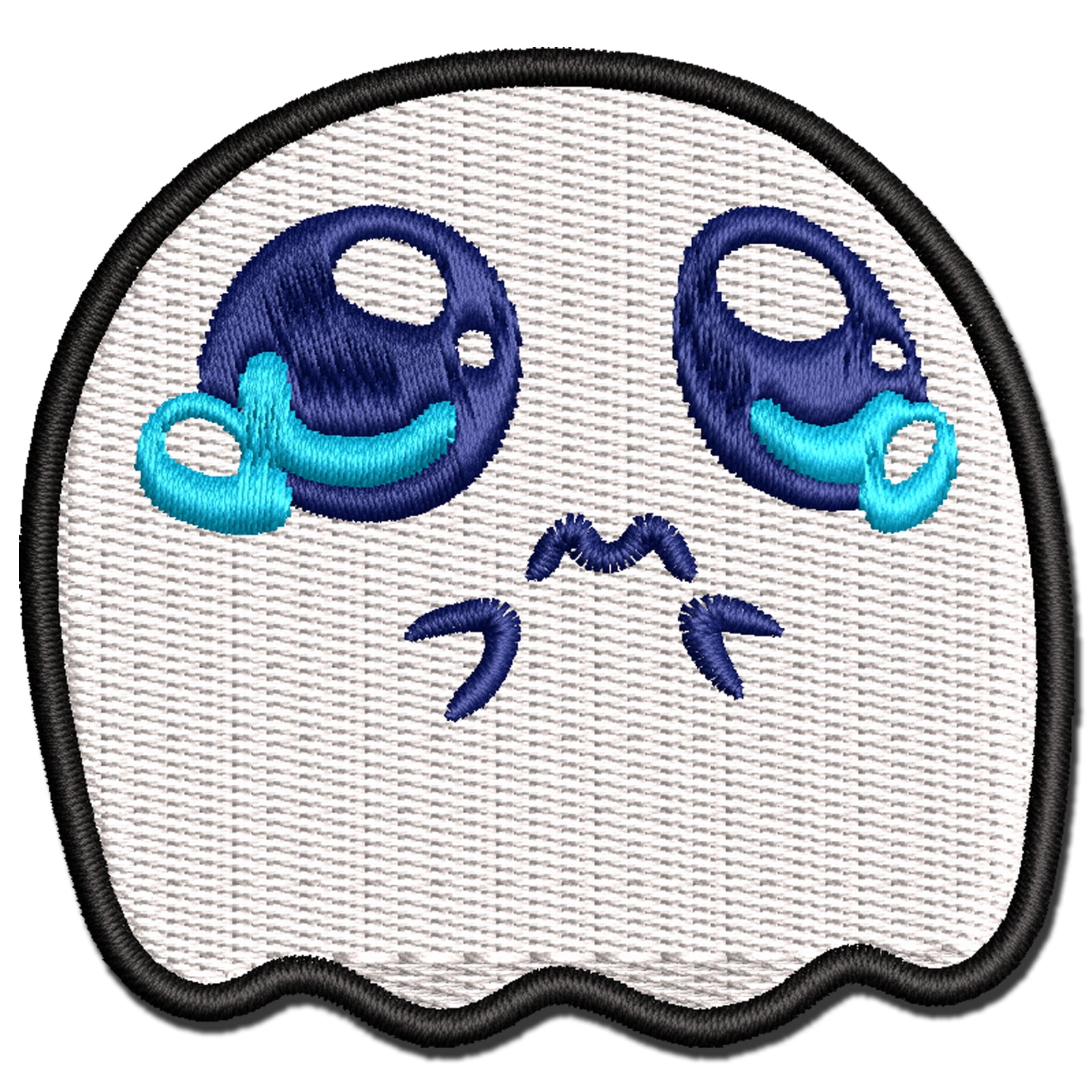 Crying Ghost Teary Eyed Spirit Applique Multi-Color Embroidered Hook ...