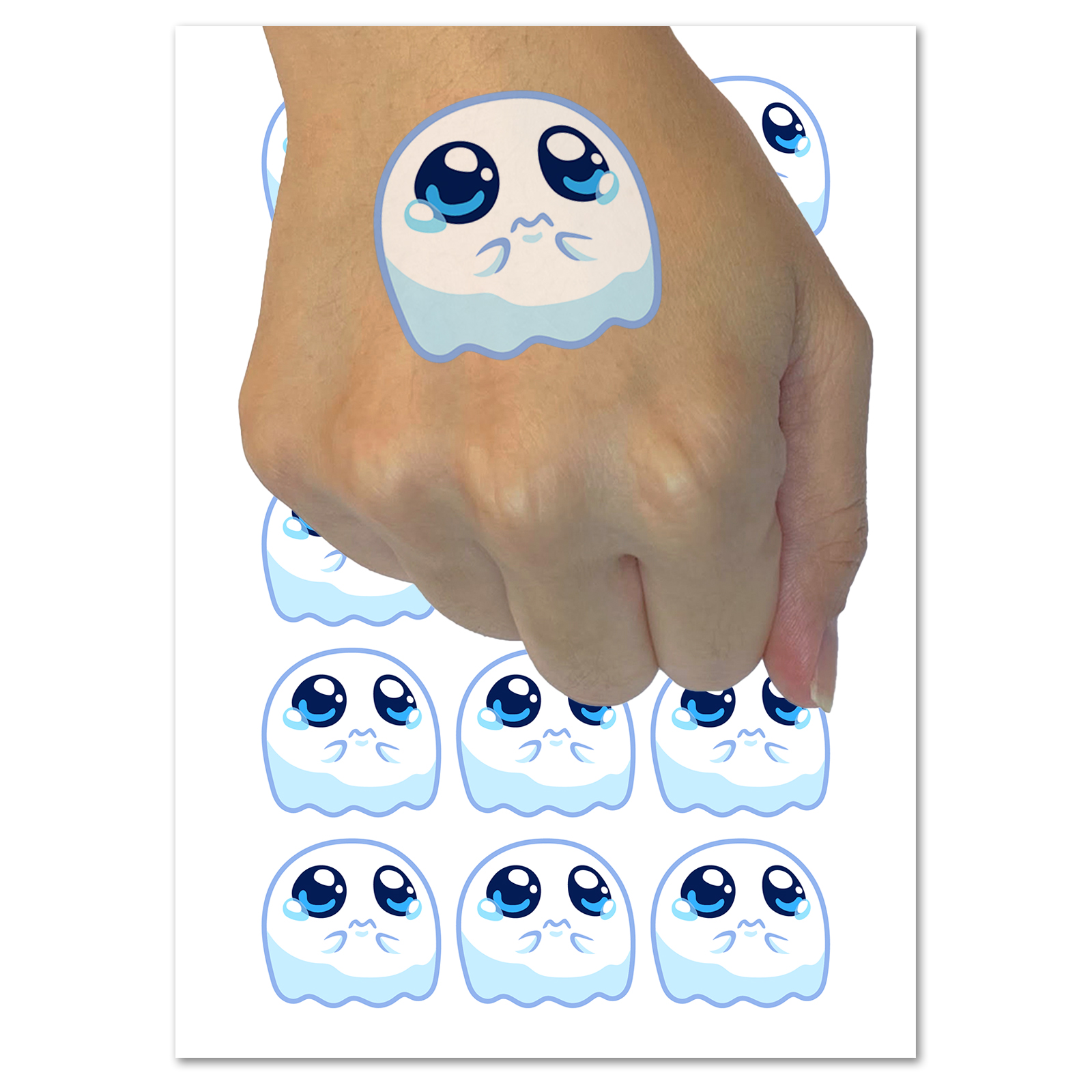 Crying Ghost Teary Eyed Spirit Water Resistant Temporary Tattoo Set ...