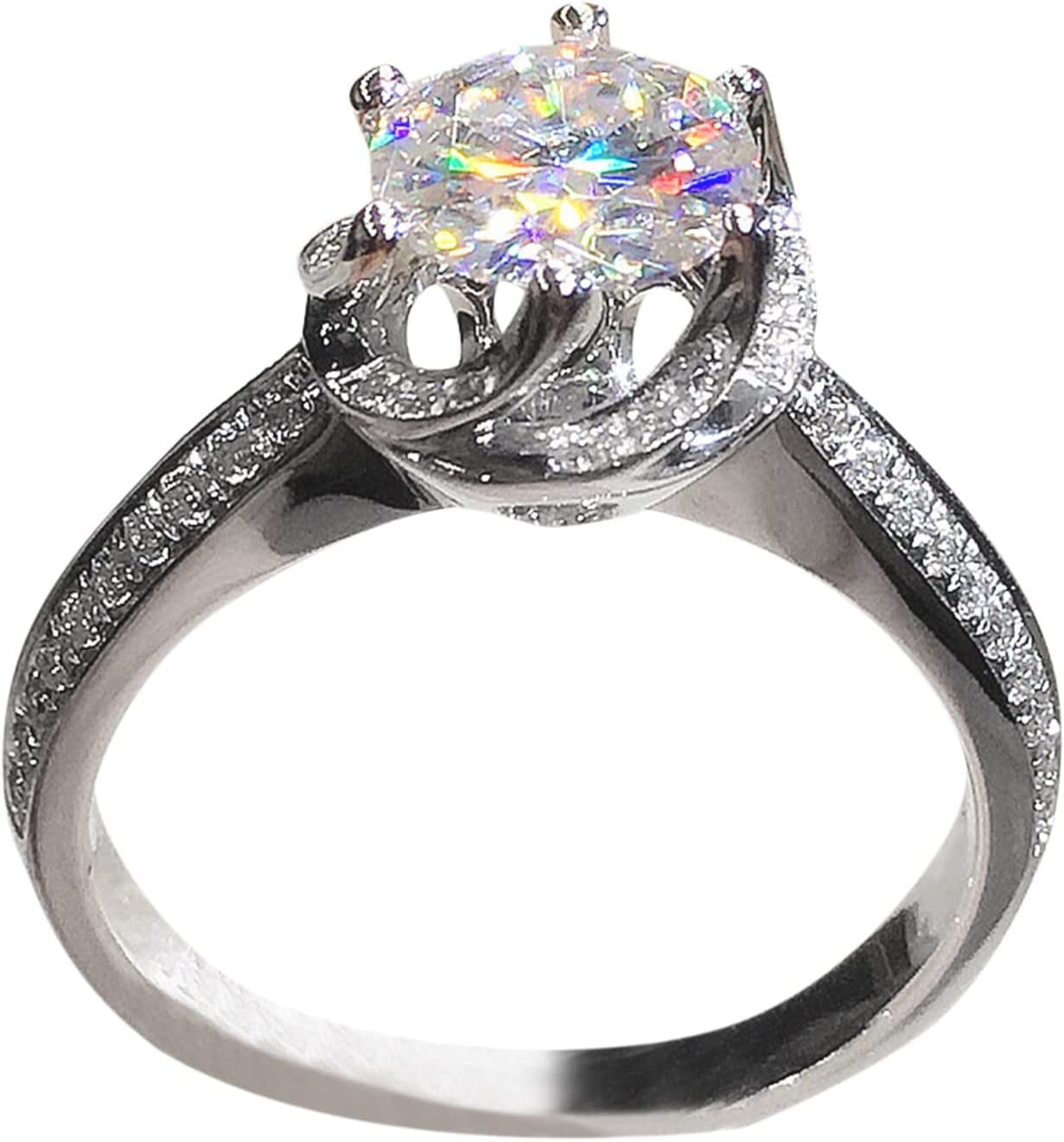 Crying Heart Ring Silver Six Clawing Rhinestone Rings Women Fashion ...