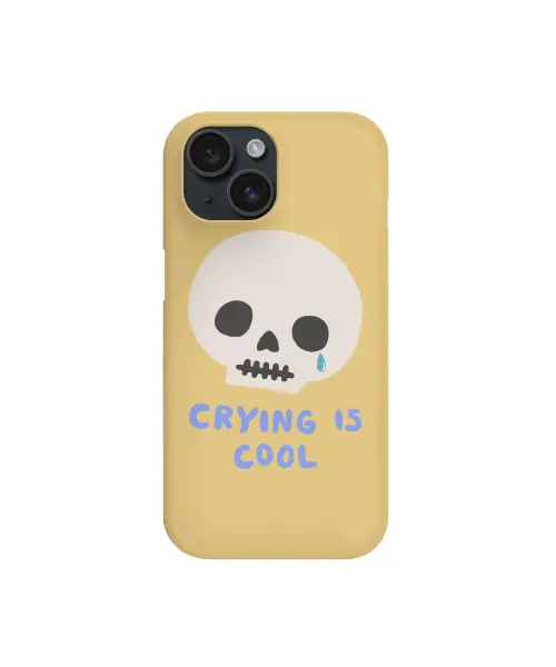 Crying Is Cool Skeleton Head Blue Sad Funny Phone Case for iPhone 16 15 ...
