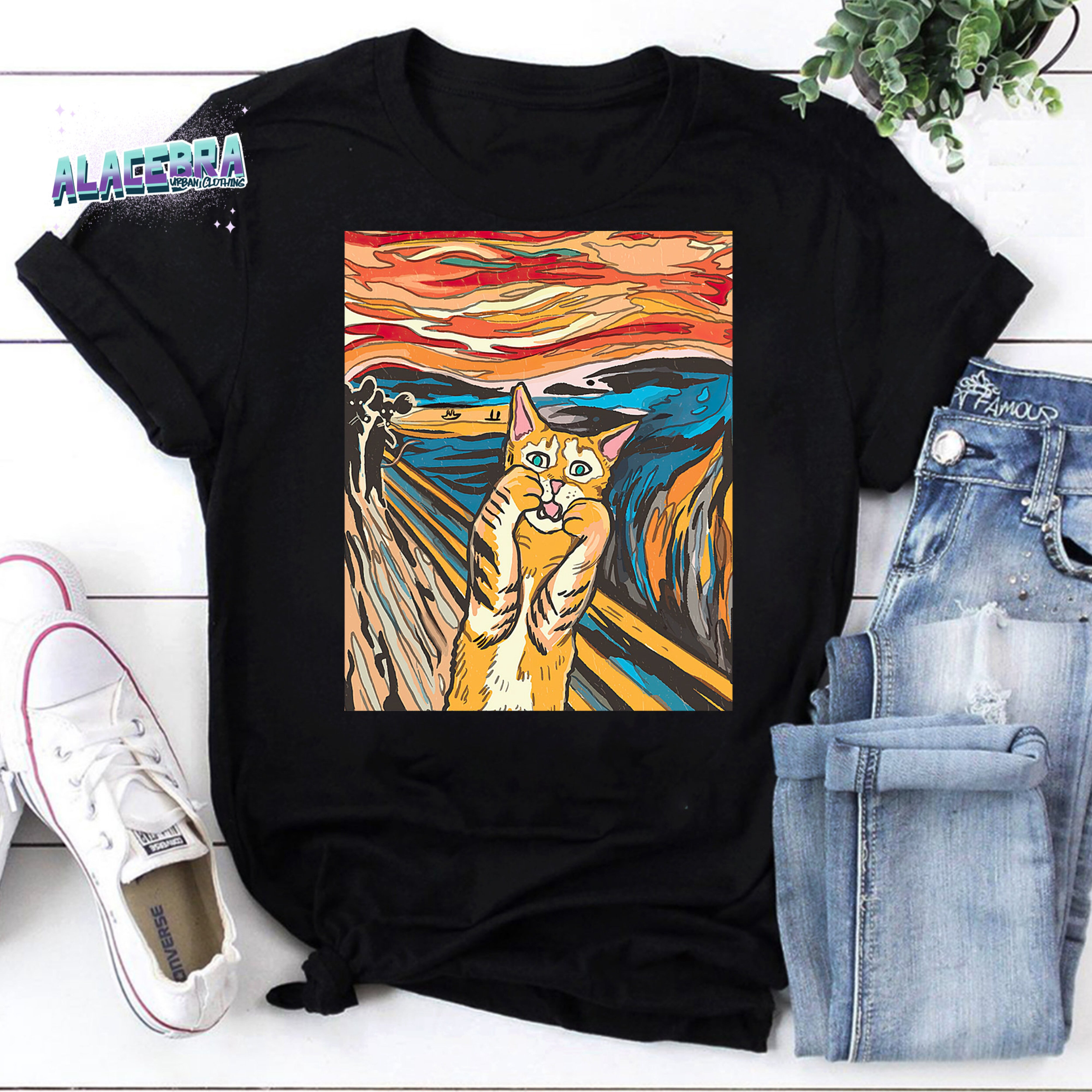 Crying Of Nyanko Funny Vintage T-Shirt, Funny Skrik Shirt, Skrik Art ...