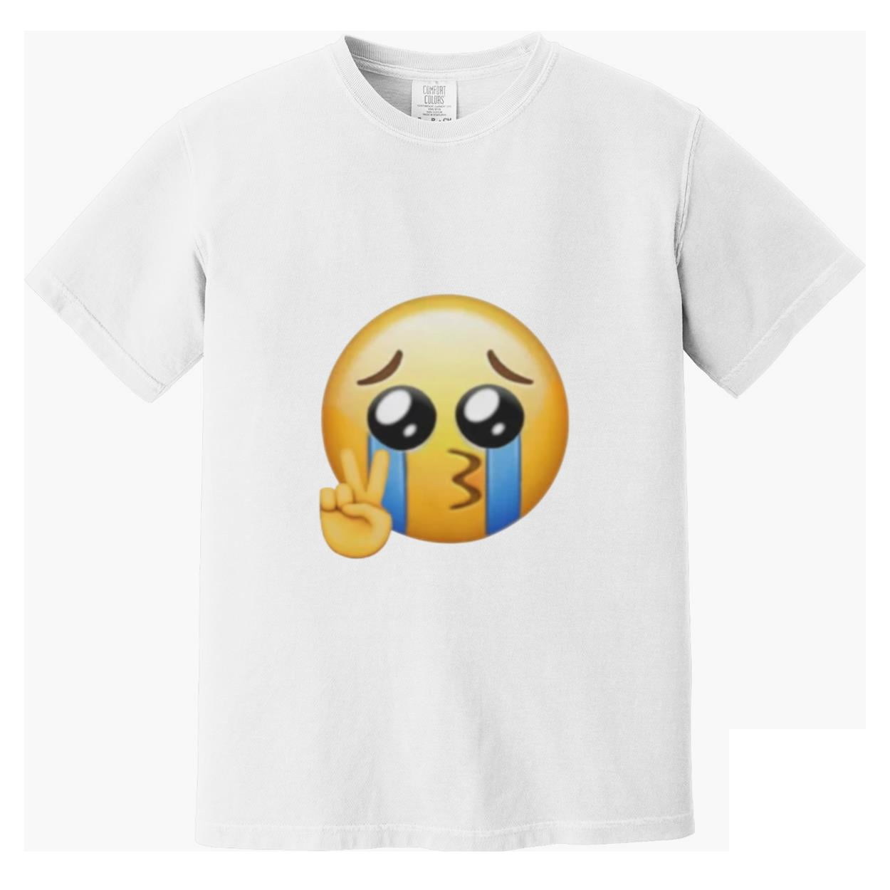 Crying Peace Sign Emoji Funny Sad Internet Meme Mood Graphic Comfort ...
