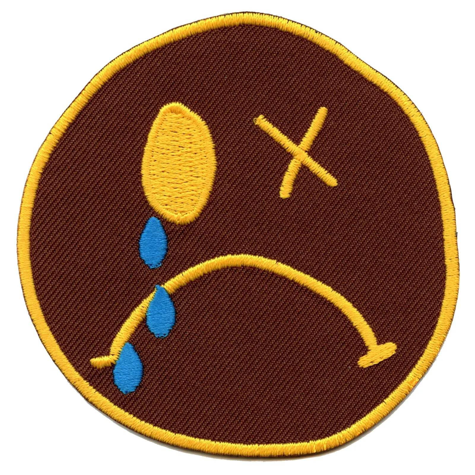 Crying Sad Face Emoji Iron On Embroidered Patch - Walmart.com