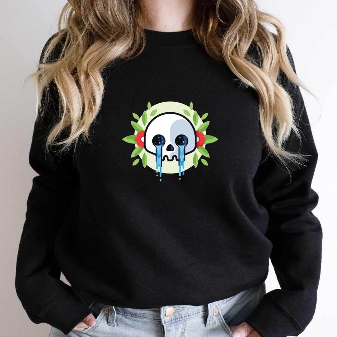 Crying Skeleton Head Graphic Tee, Funny Sad Skeleton Head SW18540 ...