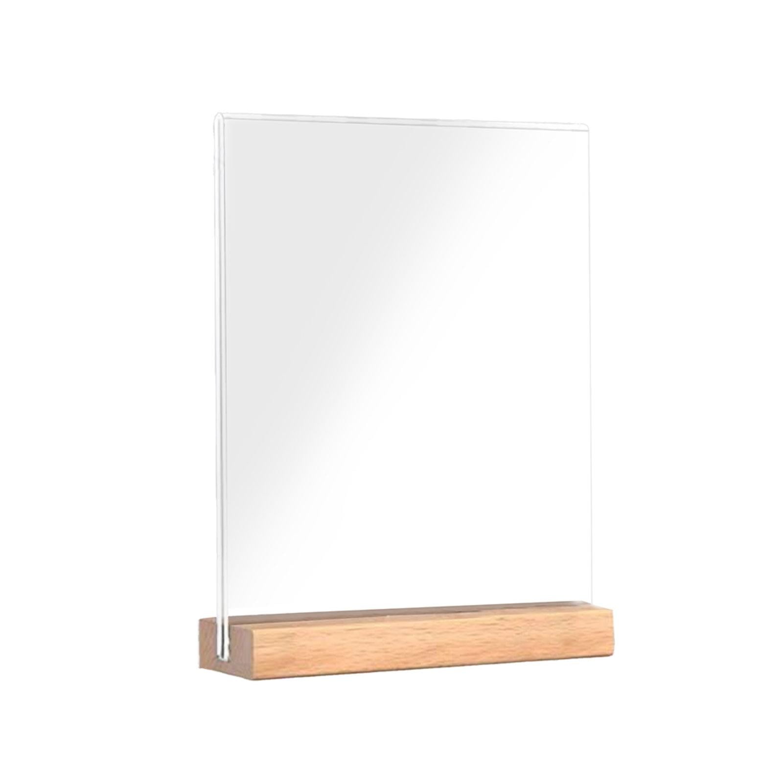 Crylic Sign Holder Wood Base Table Sign Menu Display Stand Clear ...