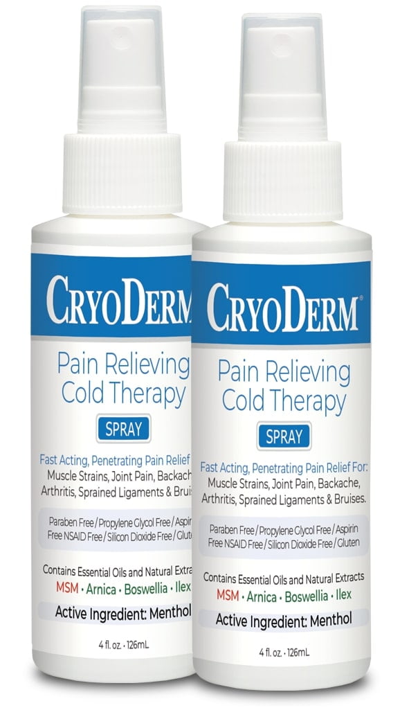 CRYODERM Pain Relief Spray, 4 oz 2 Pack, Cool Therapy, Menthol, Arnica ...