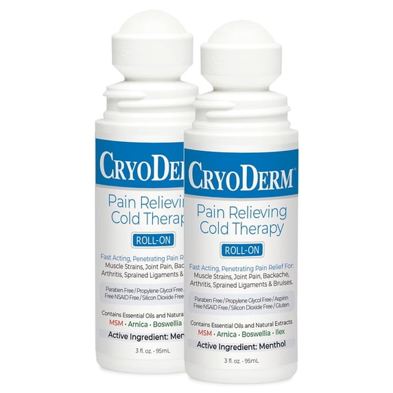 CRYODERM Cold Therapy Roll-On 3 oz 2-Pack for Soft Tissue Injuries ...