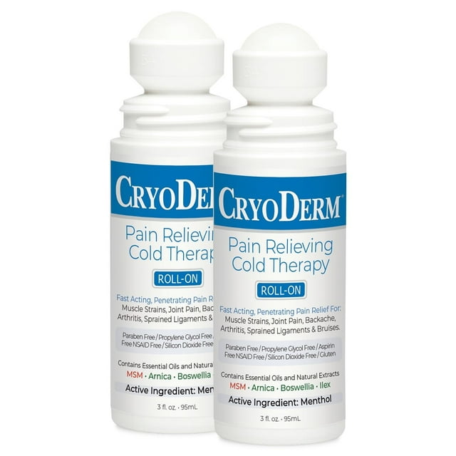 CryoDerm Fast Acting Cold Therapy Pain Reliever, 3 oz Roll-On 2-Pack ...