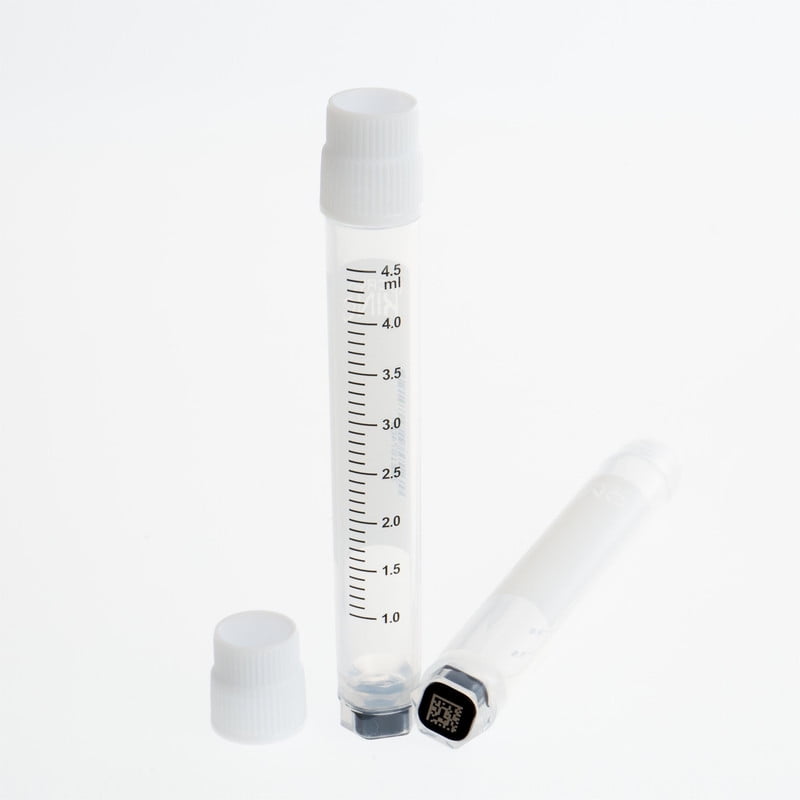 CryoKING 5.0ml Plastic Cryogenic Vials with Caps, Tubes with Bottom 2D Barcode for Sample ...
