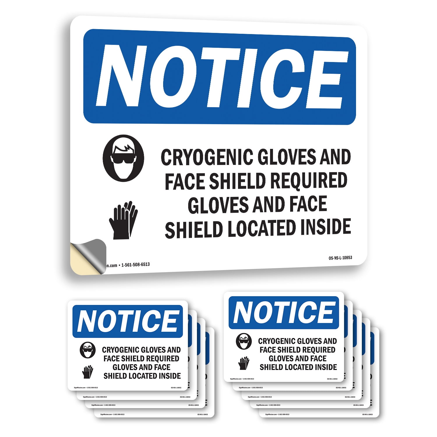 Cryogenic Gloves And Face Shield With Symbol OSHA Notice Vinyl Decal ...