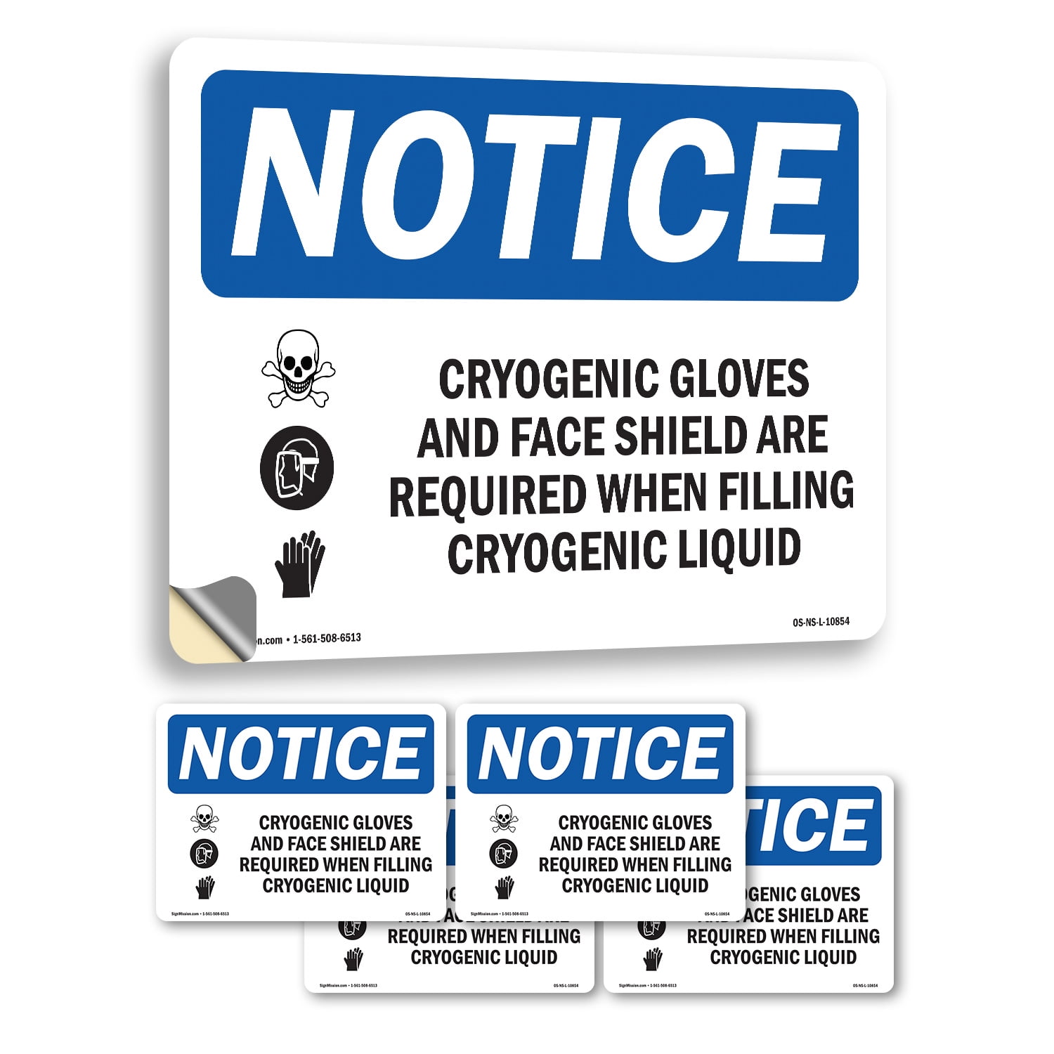 Cryogenic Gloves And Face Shield With Symbol OSHA Notice Vinyl Decal ...