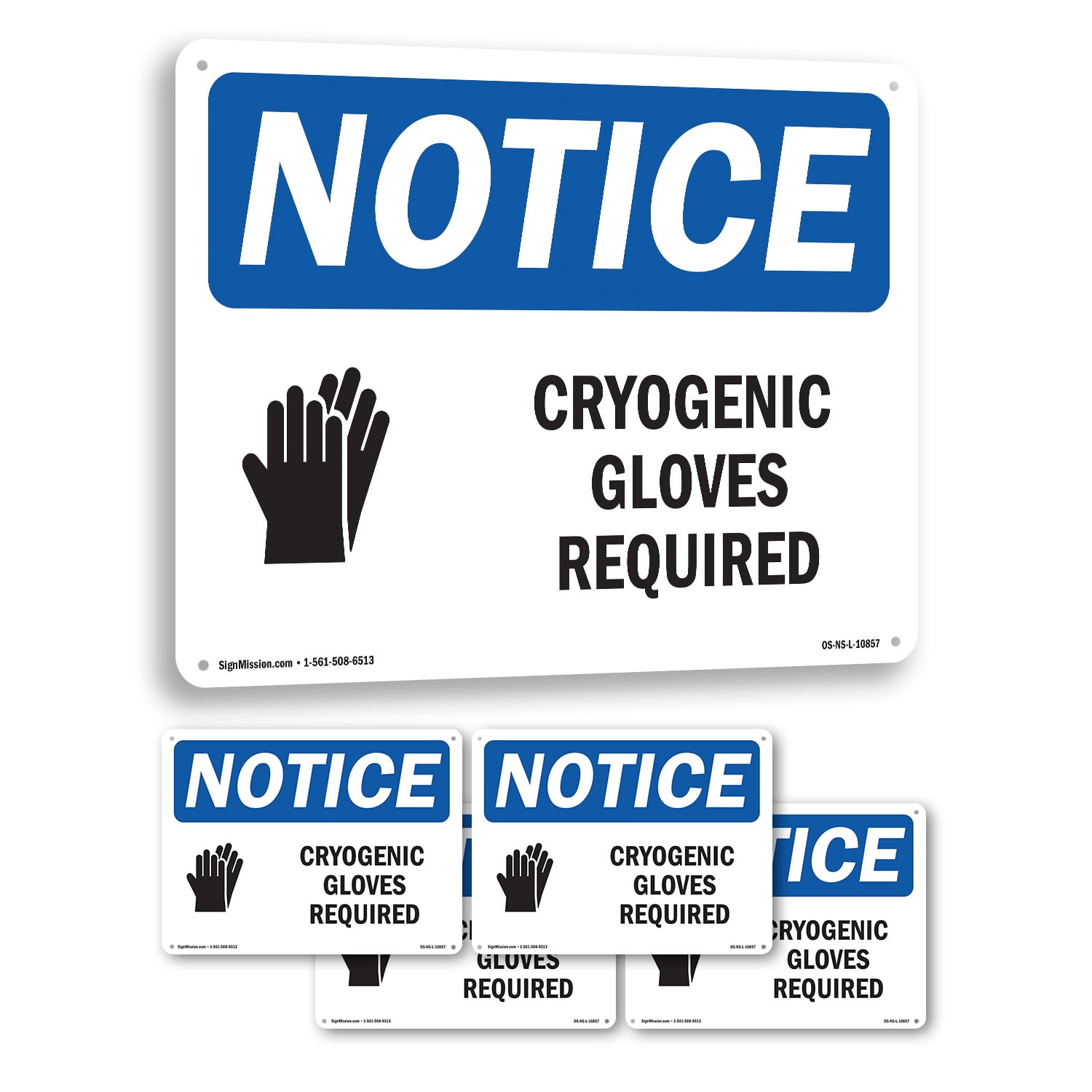 Cryogenic Gloves Required OSHA Notice Rigid Plastic Sign 18 Inch x 12 ...