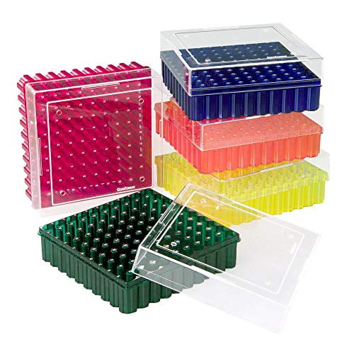 Cryogenic Vial Storage Box w/Lid, 100 Place (5 Boxes) – Assorted ...