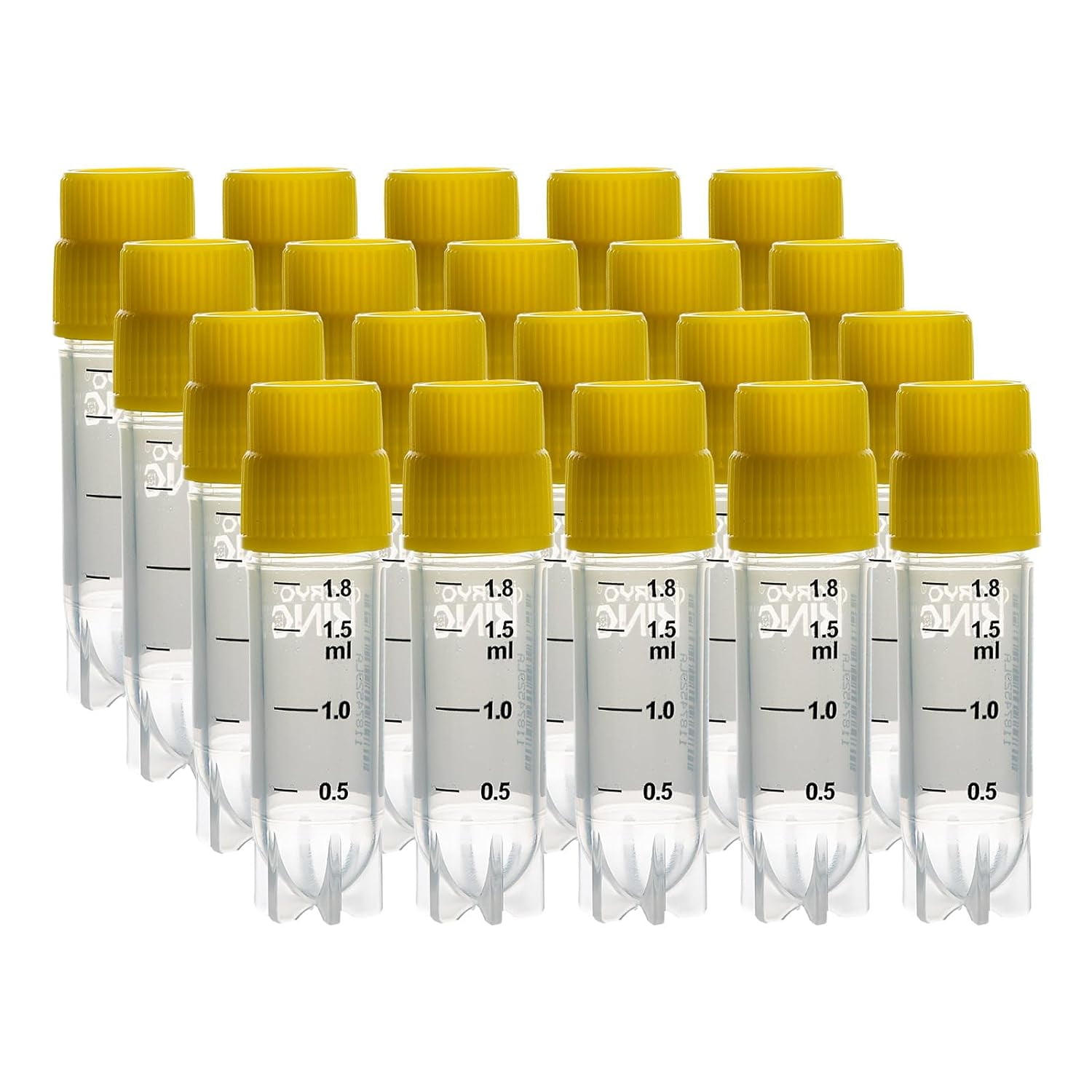 Cryogenic Vials with Side Bardcode-2.0 ml,Yellow Caps, External Thread ...