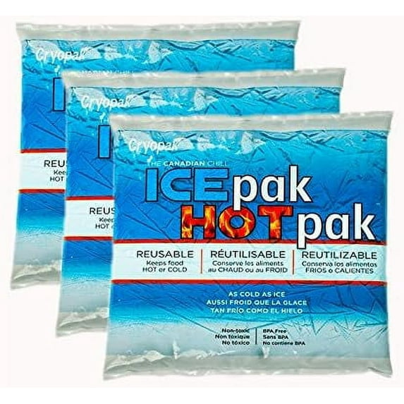 Cryopak Reusable Ice Pak Hot Pak 3-Pack - For Coolers, Lunch Box and ...