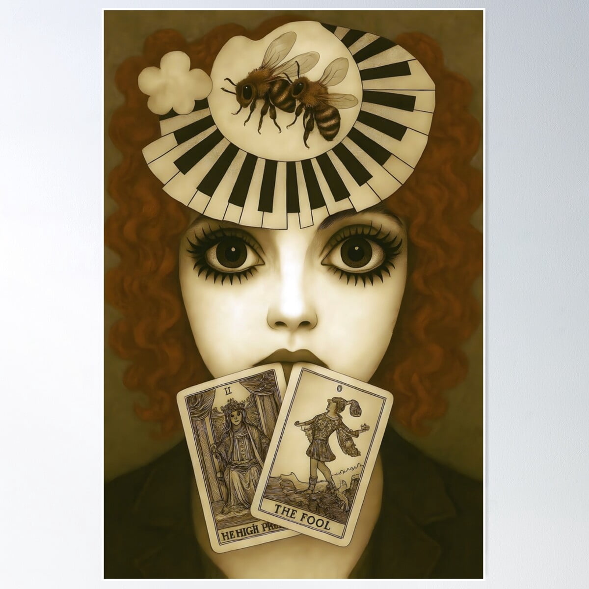 Cryptic Girl. Tarot, Piano Key, Bee Design. Poster Wall Art, Modern ...