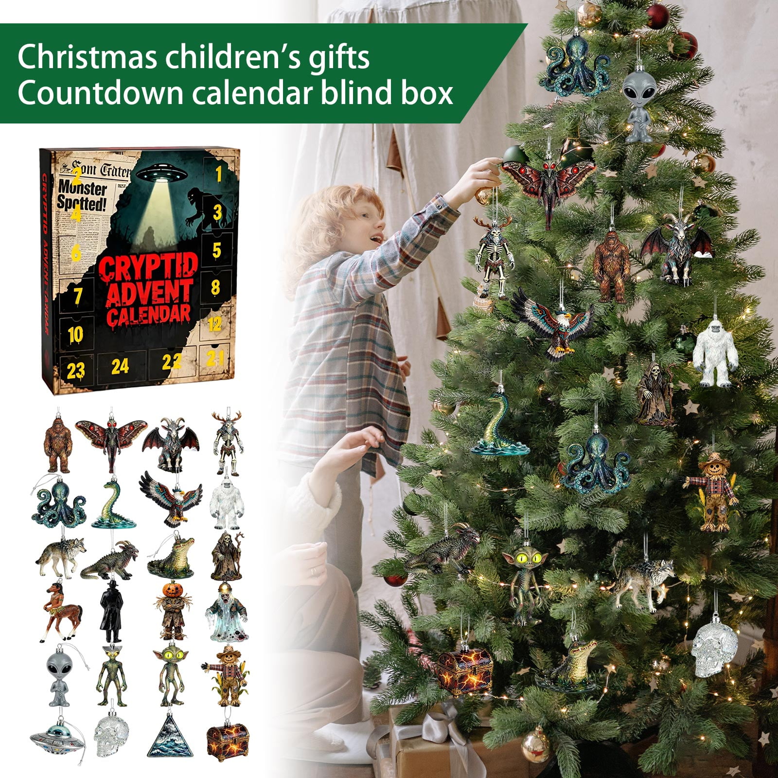 Cryptid Advent Calendar 2025, 24 Days of Mysterious Creature Ornaments ...