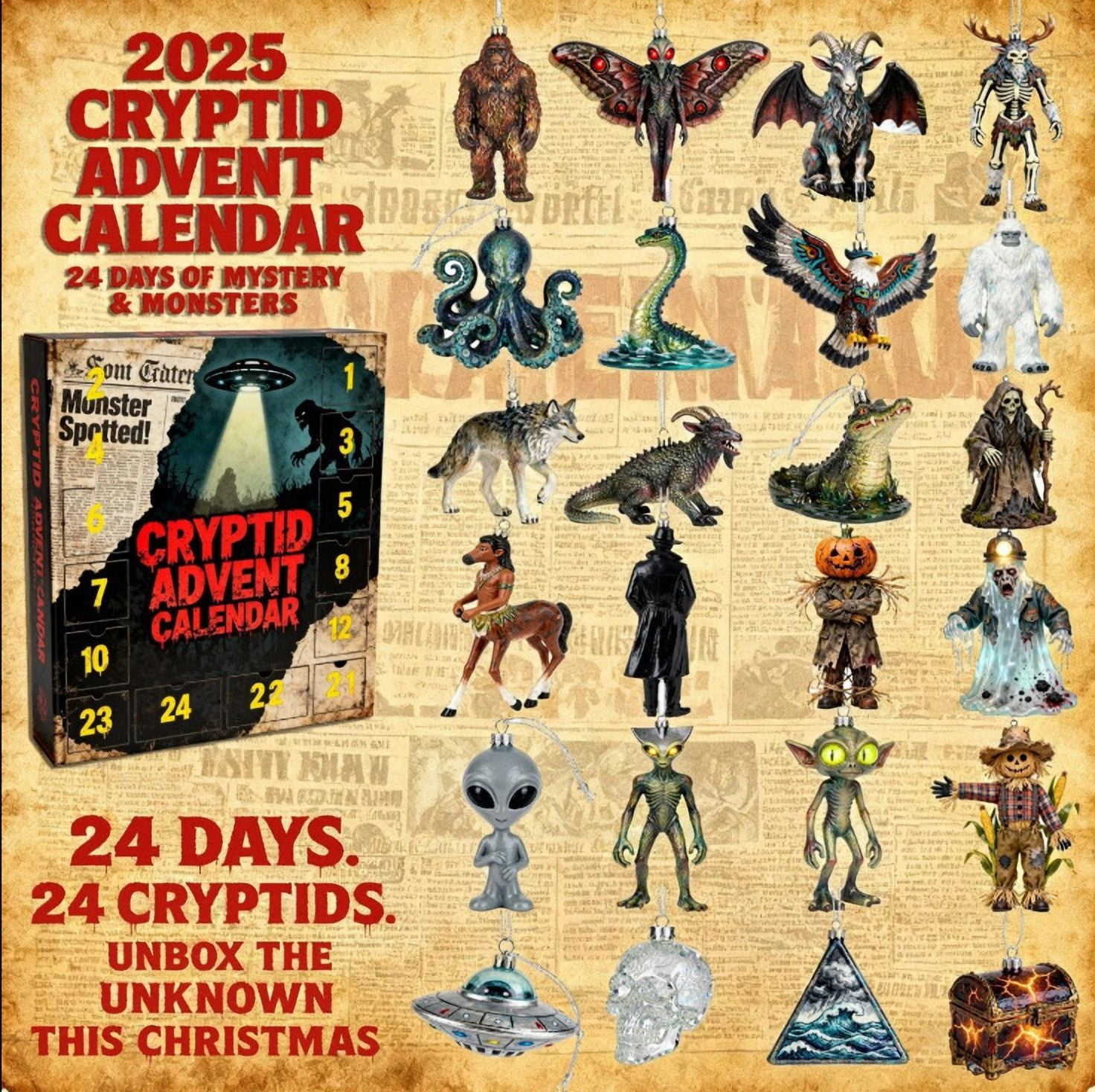 Cryptid Alien Blind Box Advent Calendar Countdown 2025 2026 Figures ...