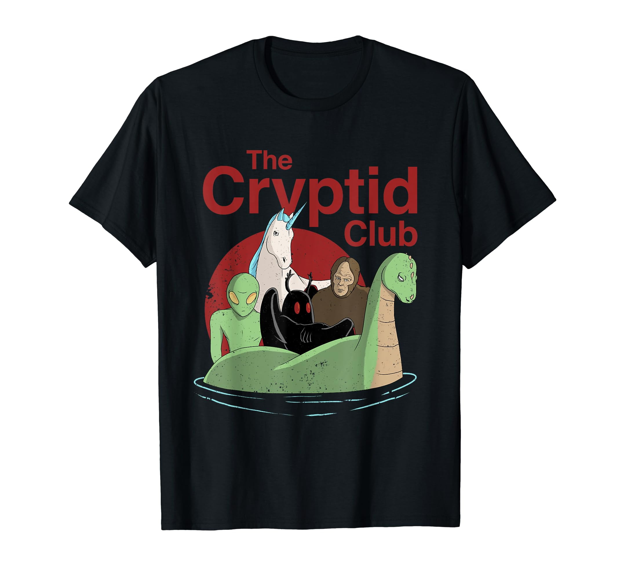 Cryptids Shirt Alien Bigfoot Mothman Loch Ness Monster Black T-Shirt ...
