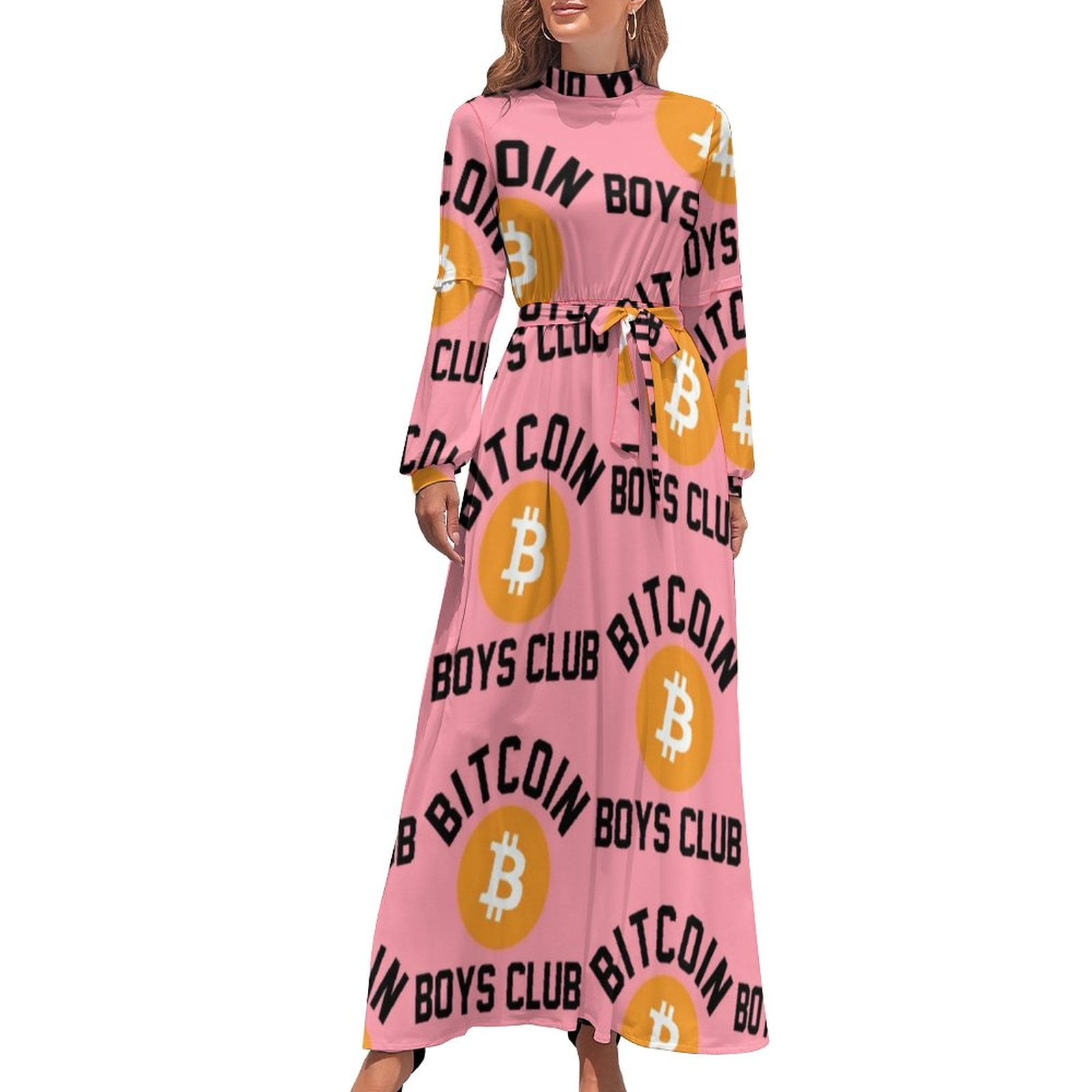 Crypto Bitcoin Dress Coin Blockchain Beach Dresses Woman Long-Sleeve ...