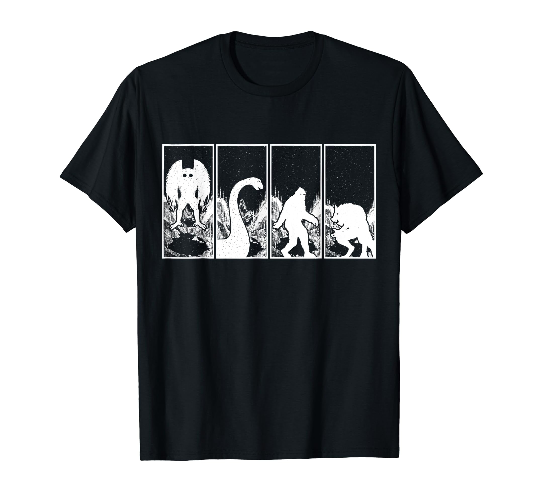 Cryptozoology Bigfoot Loch Ness Mothman and Dogman! Cryptid Black T ...