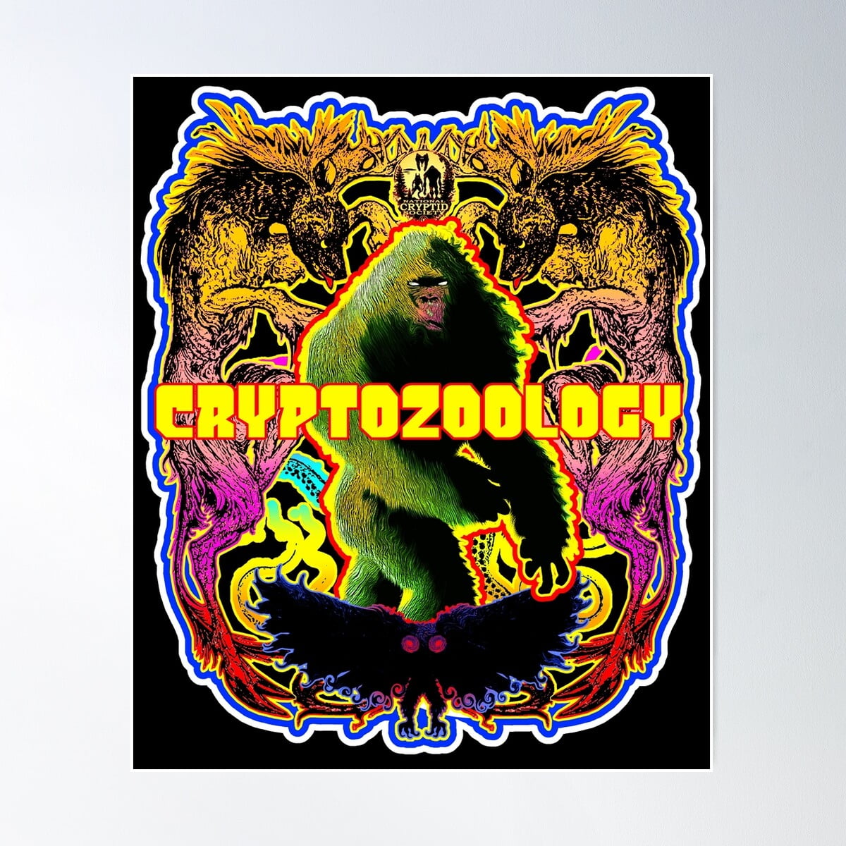 Cryptozoology Colorful Retro Vintage Bigfoot Sasquatch Wendigo Mothman ...