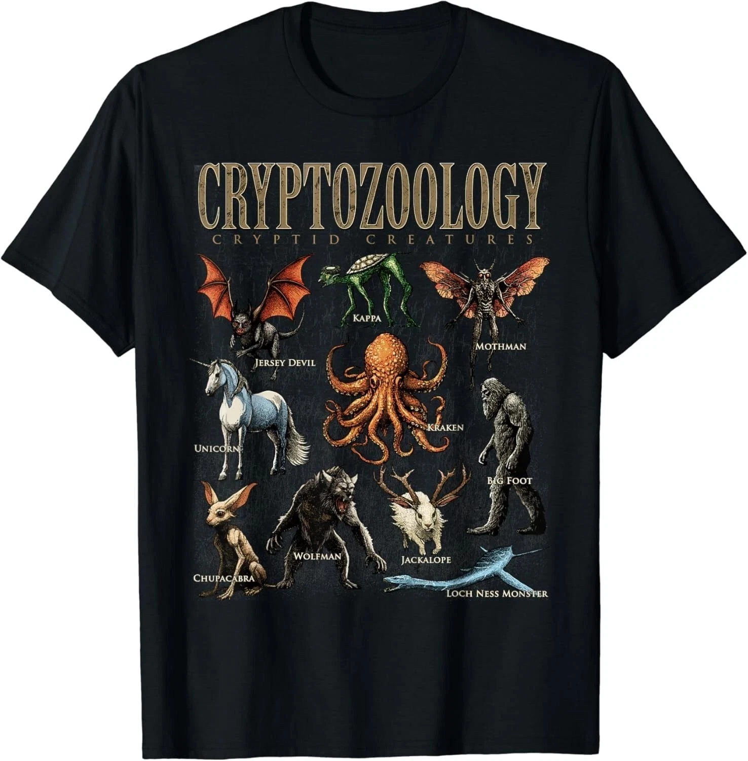 Cryptozoology Folklore Mythical Cryptid Creatures Monster Unisex T ...