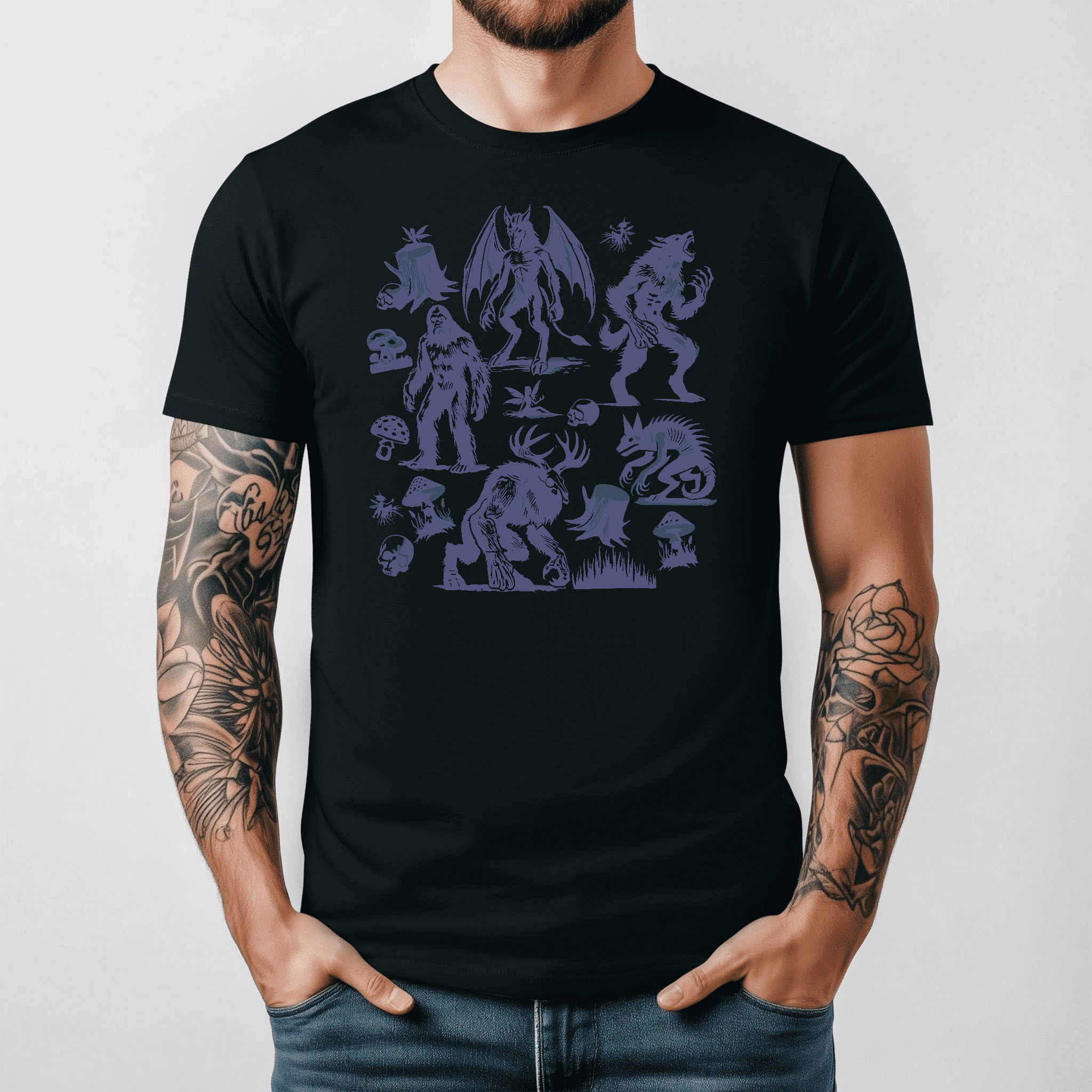 Cryptozoology Werewolf Wendigo Gothic Weirdcore Creature Tee V12914,for ...