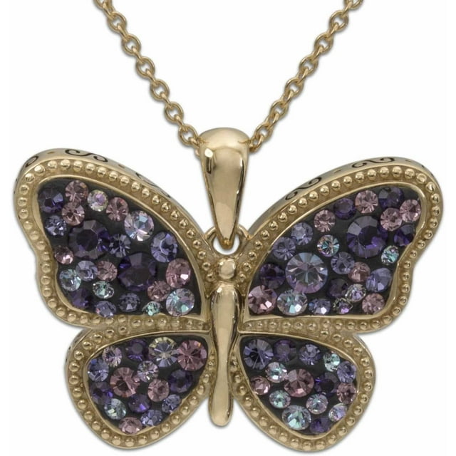 Crystal 18kt Gold-Tone Purple Butterfly Pendant, 18" Chain - Walmart.com