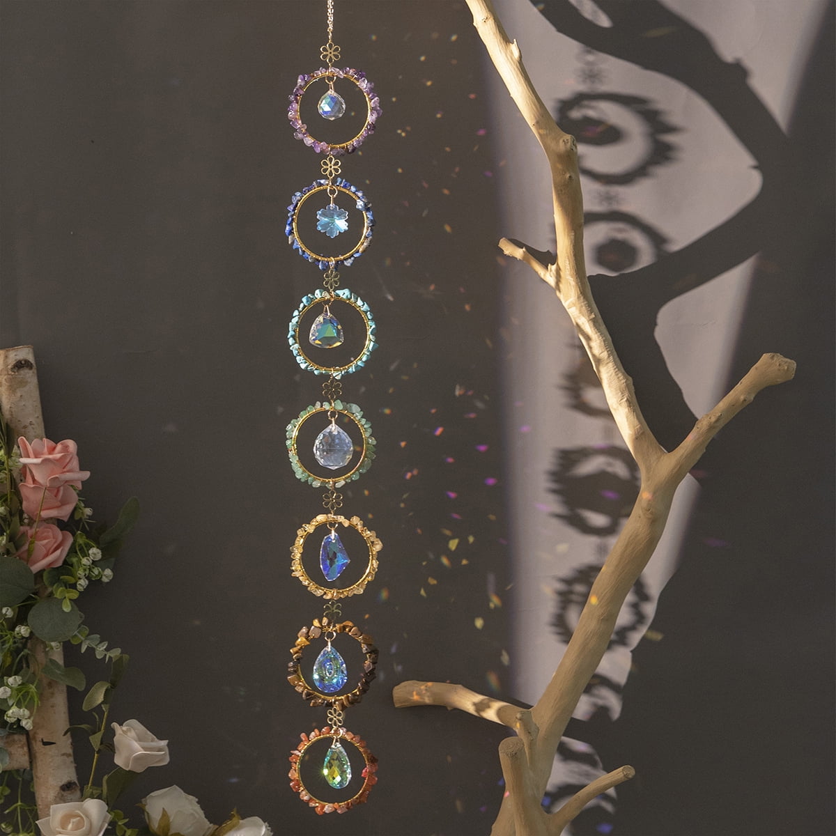 Crystal 7 Chakra Dream Catcher Wall Hanger Decor,Yoga Meditation Large ...