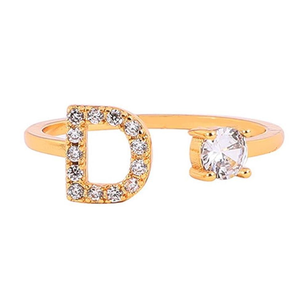 Crystal A-Z Letters Cubic Zirconia Knuckle Rings Finger Party Women ...